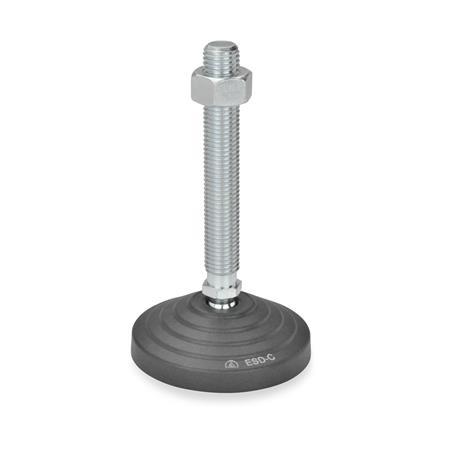GN 344.2 (LV.A-ESD) Leveling Feet, Threaded Stud Steel, Foot Antistatic ...